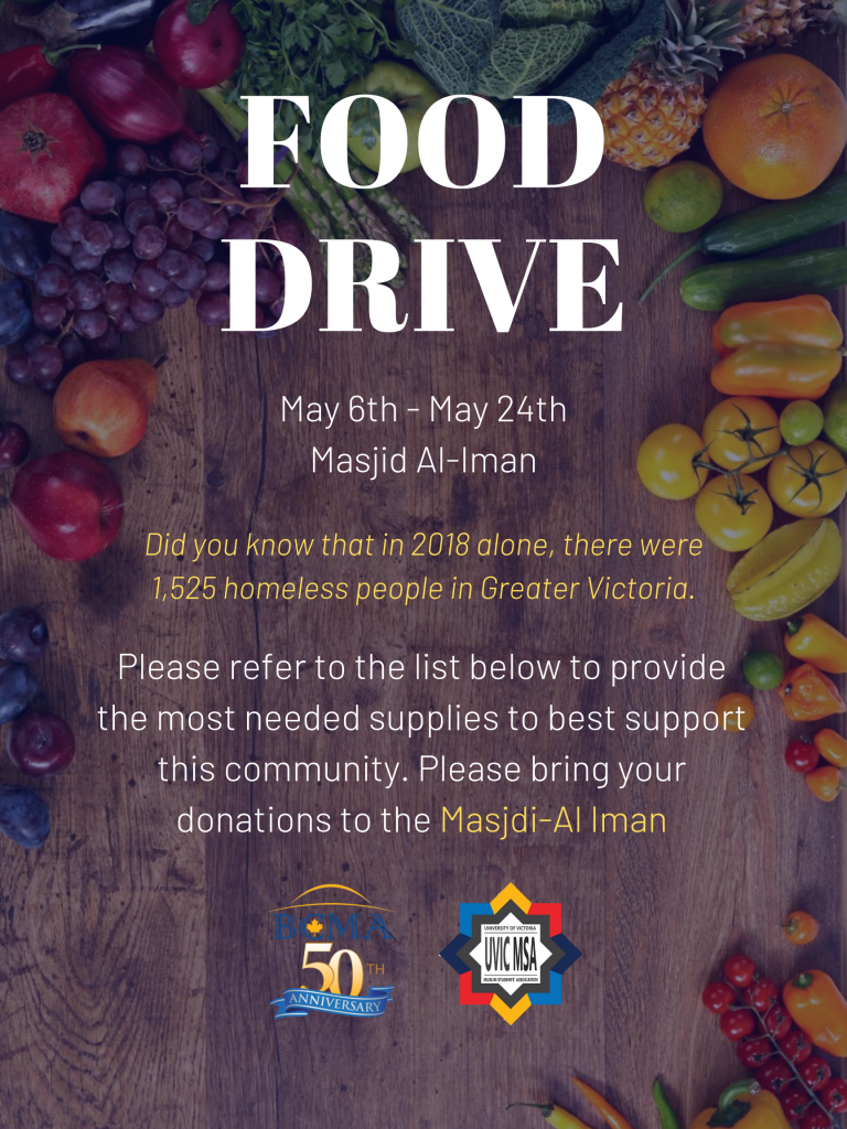 MSA and Masjid Food Drive – UVic Muslim Students' Association